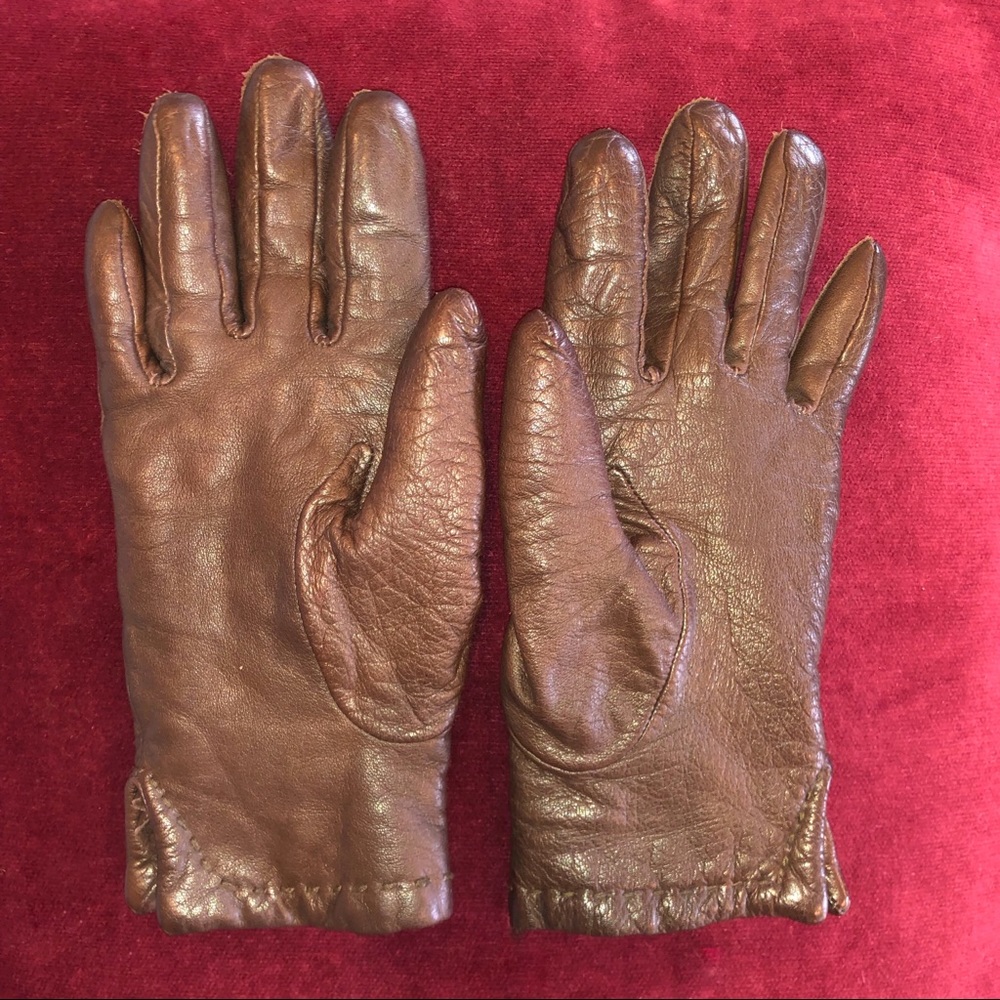 Buttery Soft Vintage Grandoe Leather Gloves - 6 1/2 - Gem